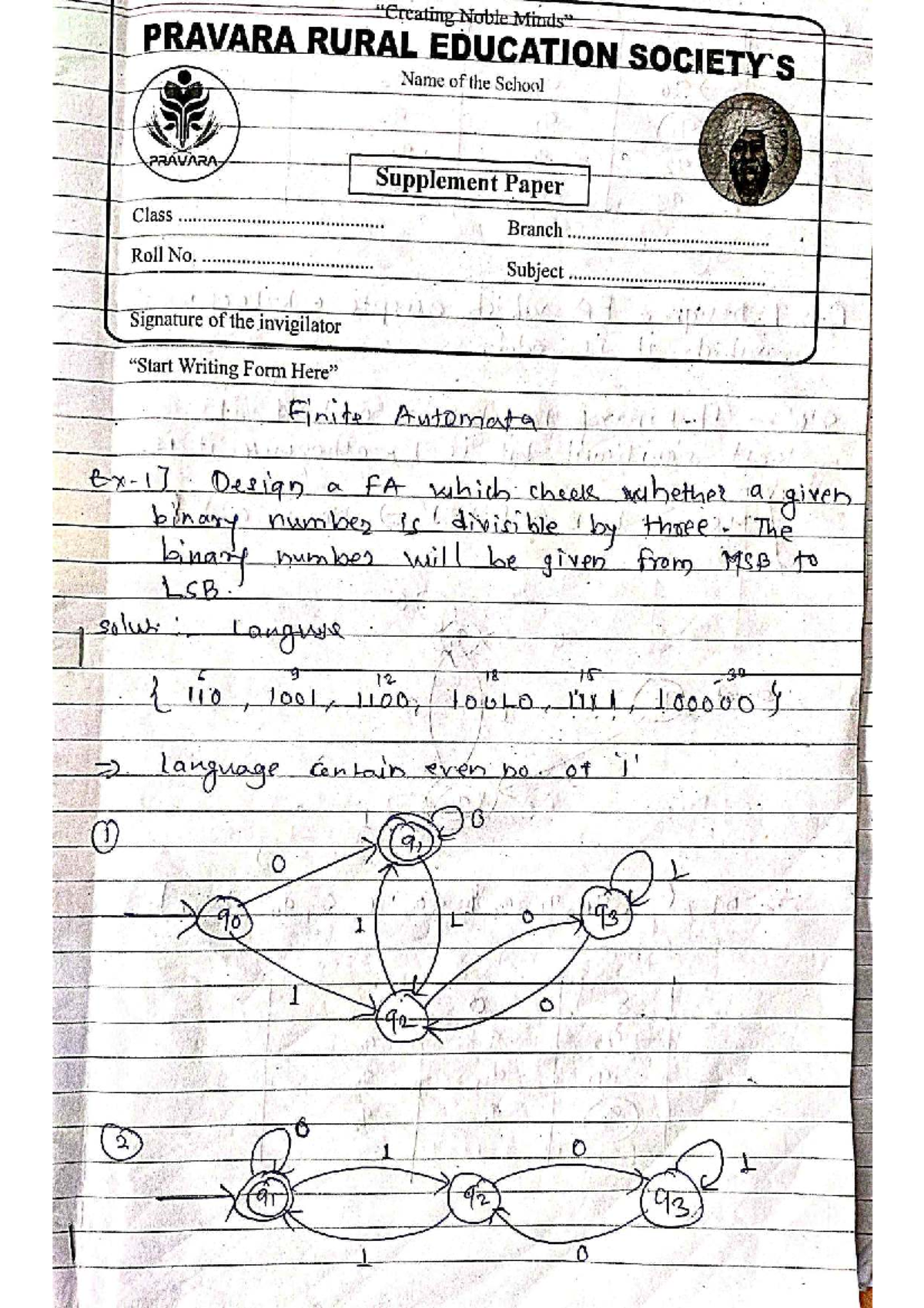 DFA Design and Analysis - Lecture Notes for PRAVARA RURAL EDUCATION ...