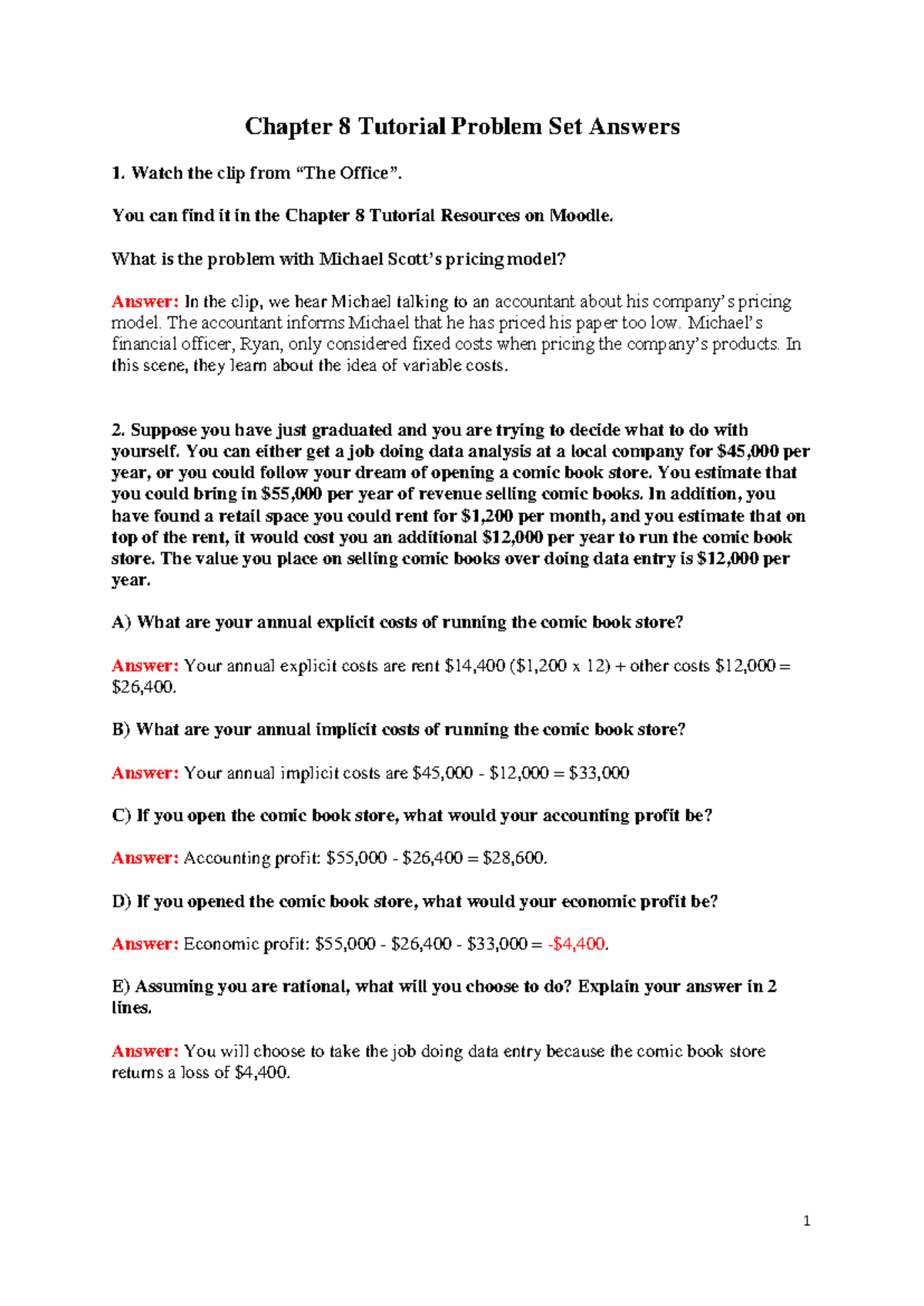 Chapter 8 Tutorial Problem Set Solutions and Insights - Studocu