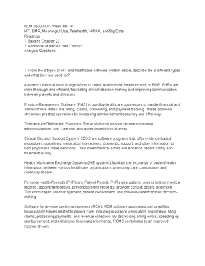 AQ- Week 1B- Financial Statements and ratios - HCM 3502 AQs – Week 1B ...