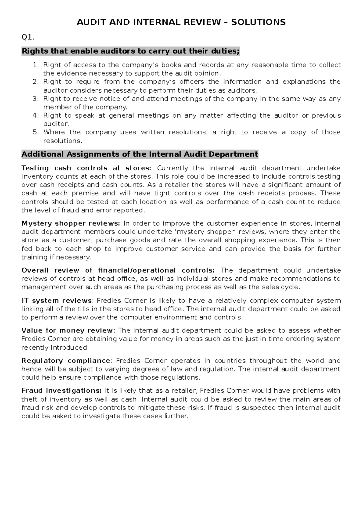 Audit & Internal Review Solutions: Strategies & Engagement Overview ...
