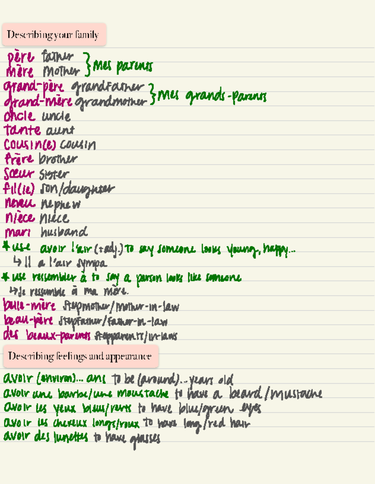 Family 2 - Describing your family Describing feelings and appearance ...