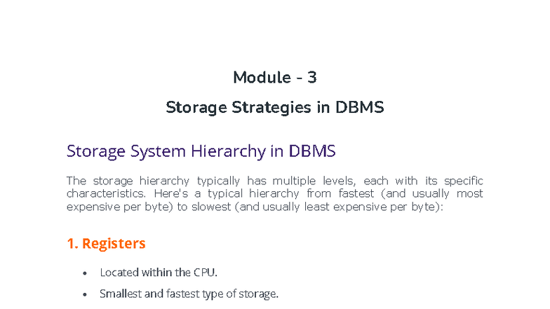 Module 3: Storage Strategies in DBMS - Hierarchy & Indexing Techniques ...