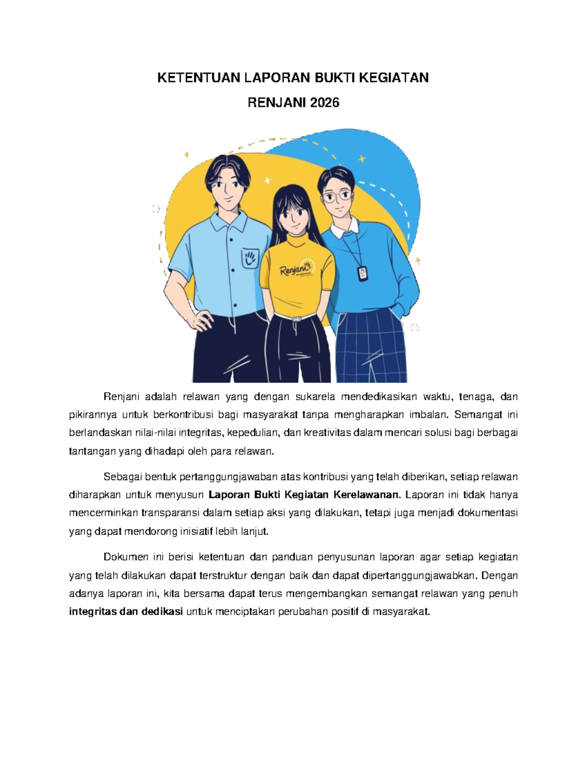 Ketentuan Laporan Bukti Kegiatan Relawan Renjani 2026 - Studocu