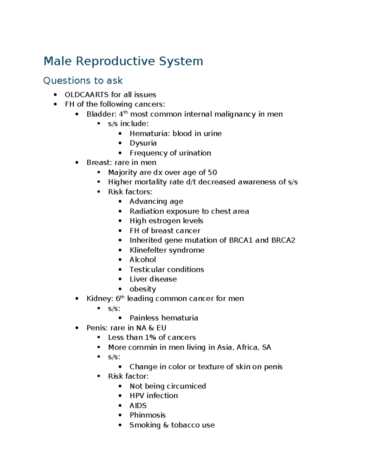 Male Reproductive Health: Assessment, STIs, and Cancer Screening - Male ...