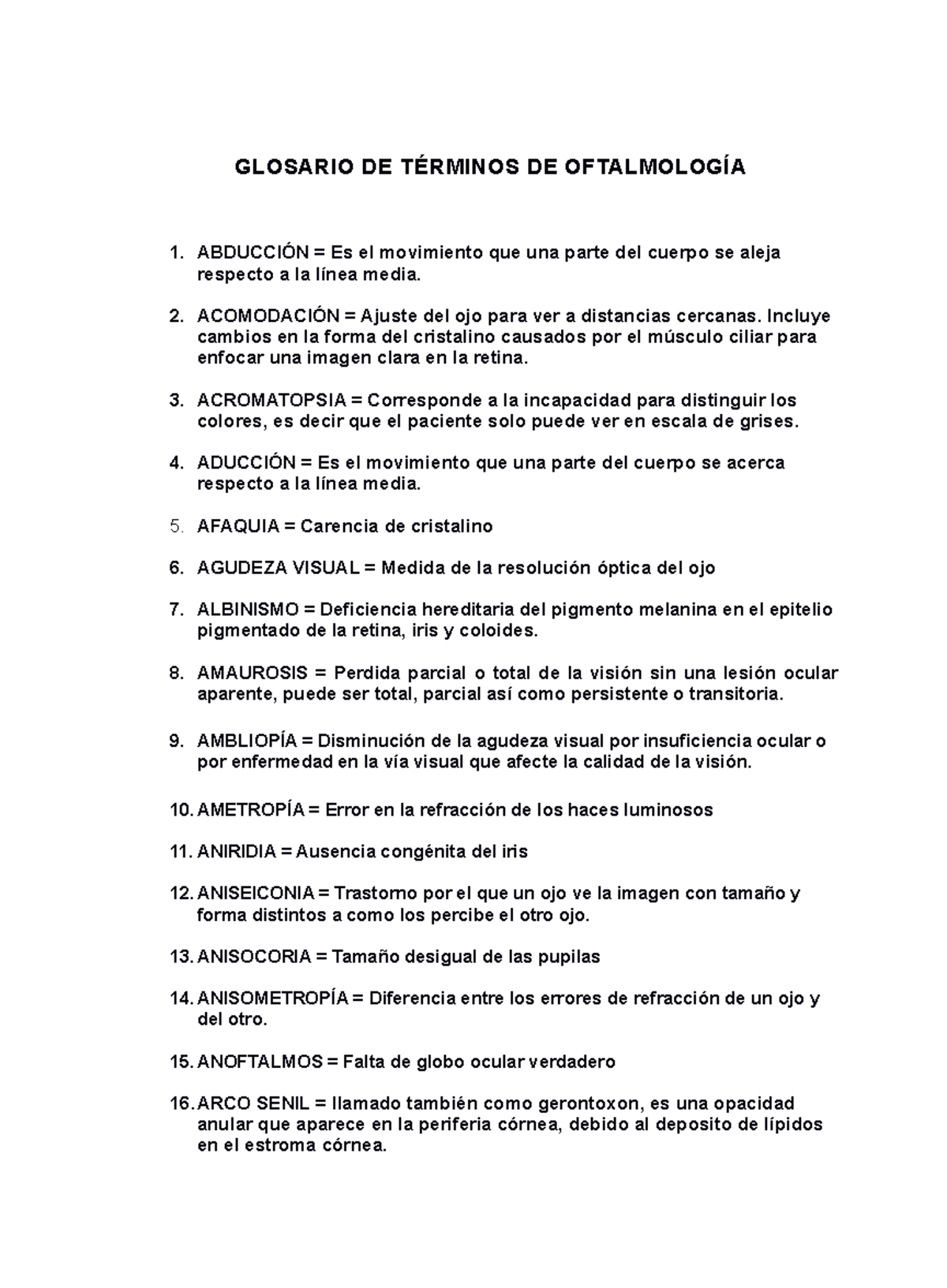 Glosario de Términos de Oftalmología: Definiciones y Conceptos Clave ...