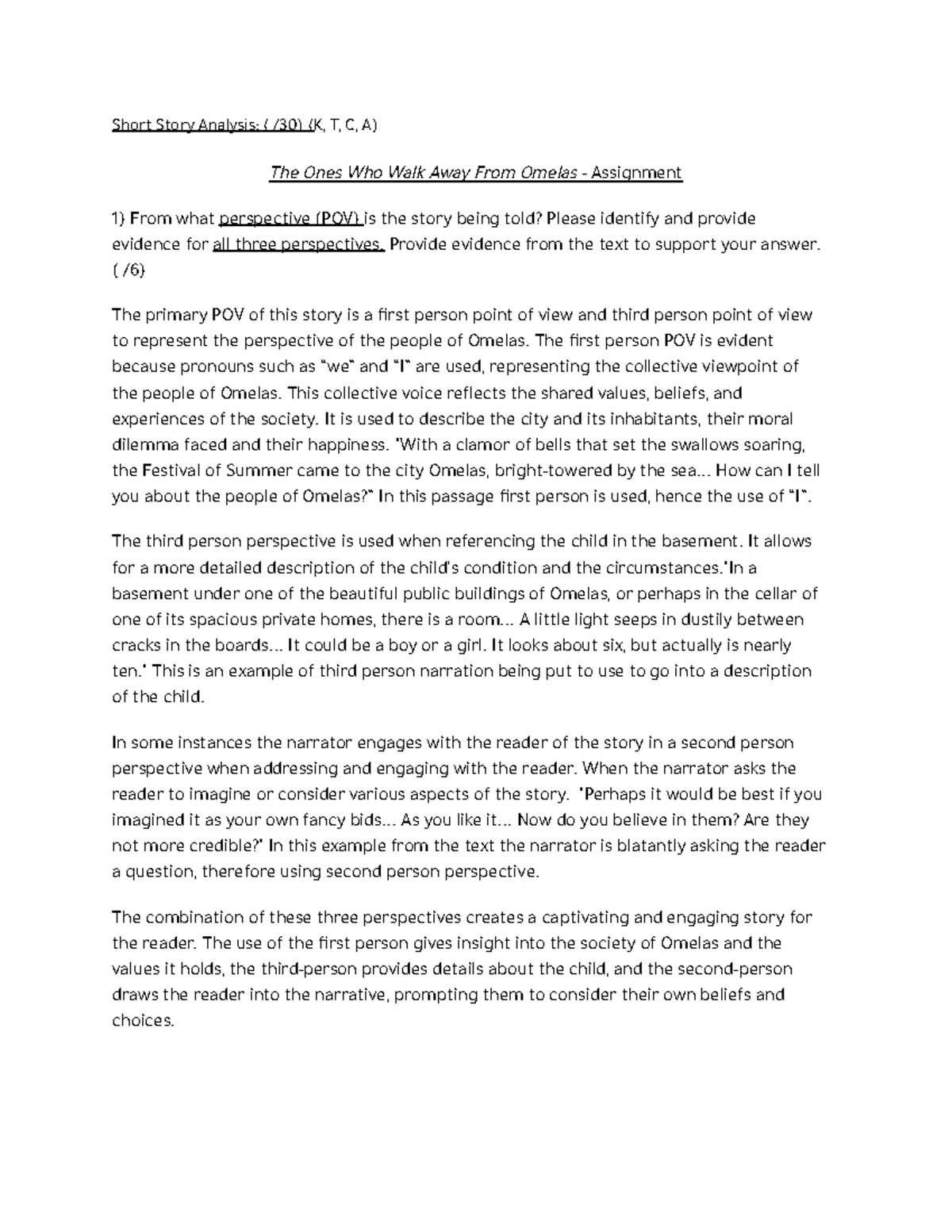 The Ones Who Walk Away From Omelas: POV, Plot, Mood & Symbolism ...