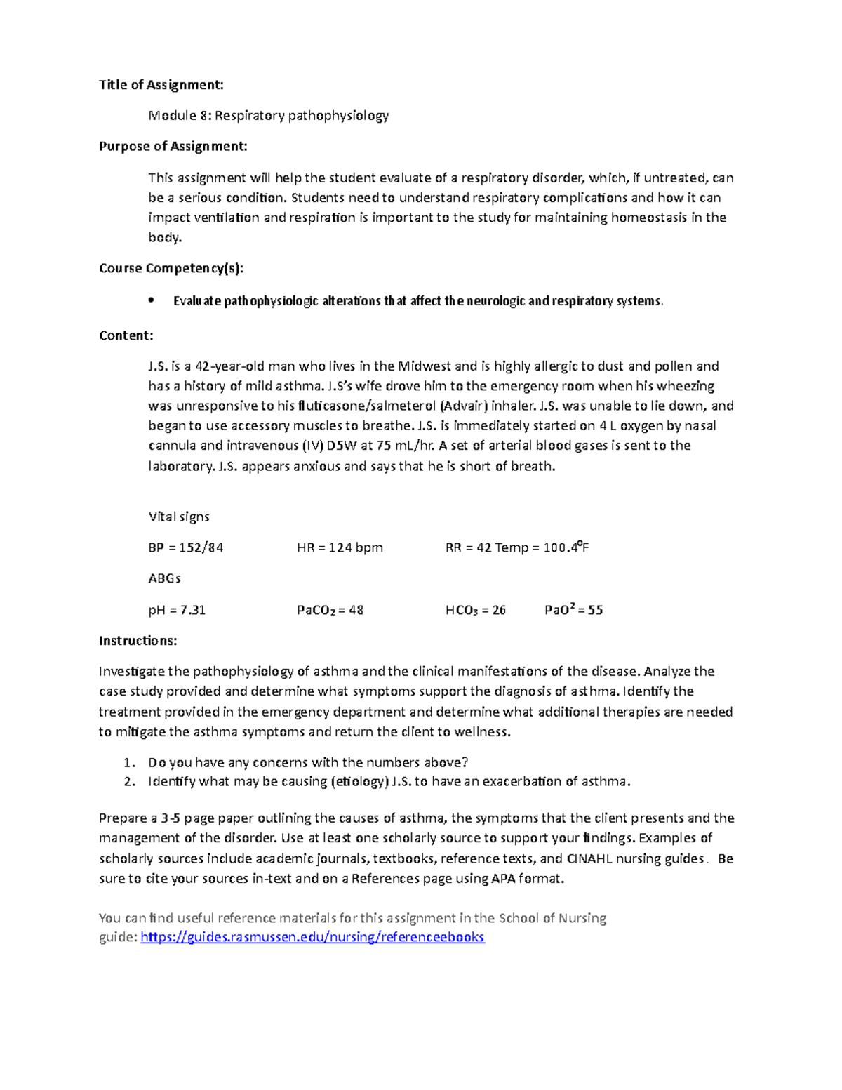 MOD 8 written assignment - Title of Assignment: Module 8: Respiratory ...
