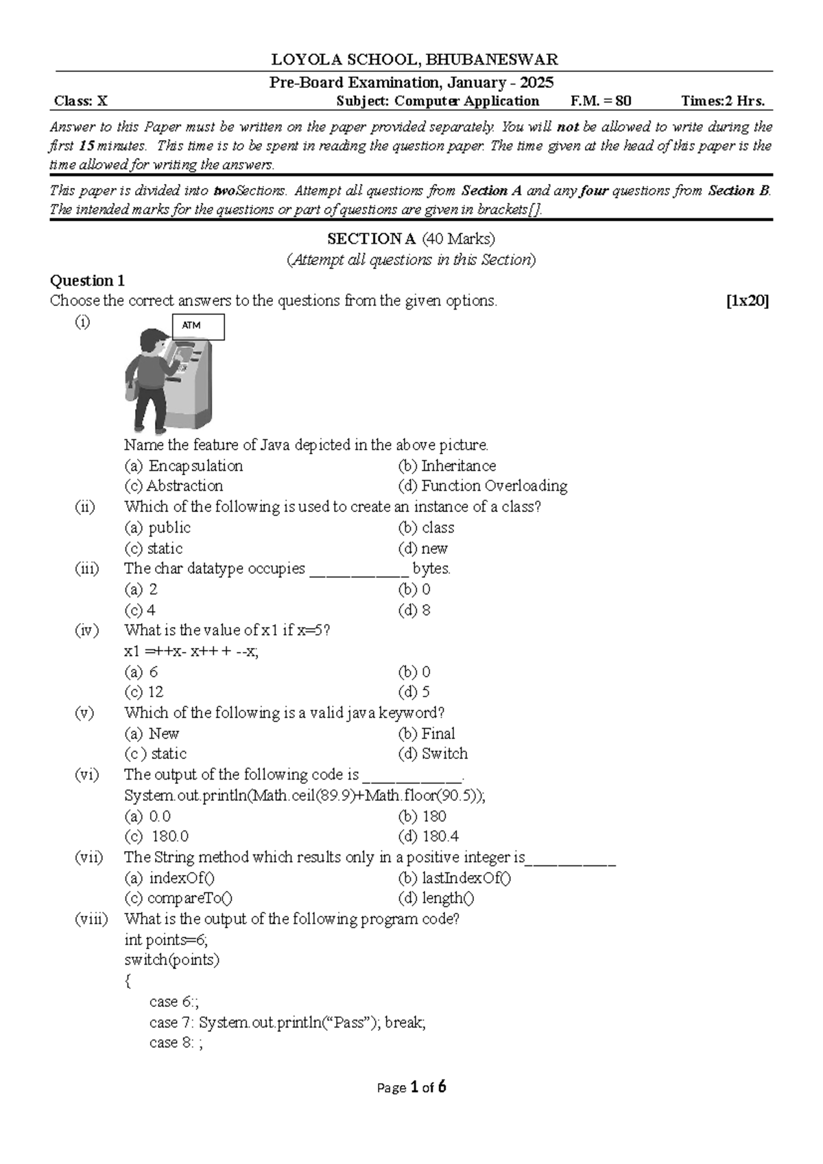 Computer Application Exam - Class X - Loyola School, Jan 2025 - Studocu