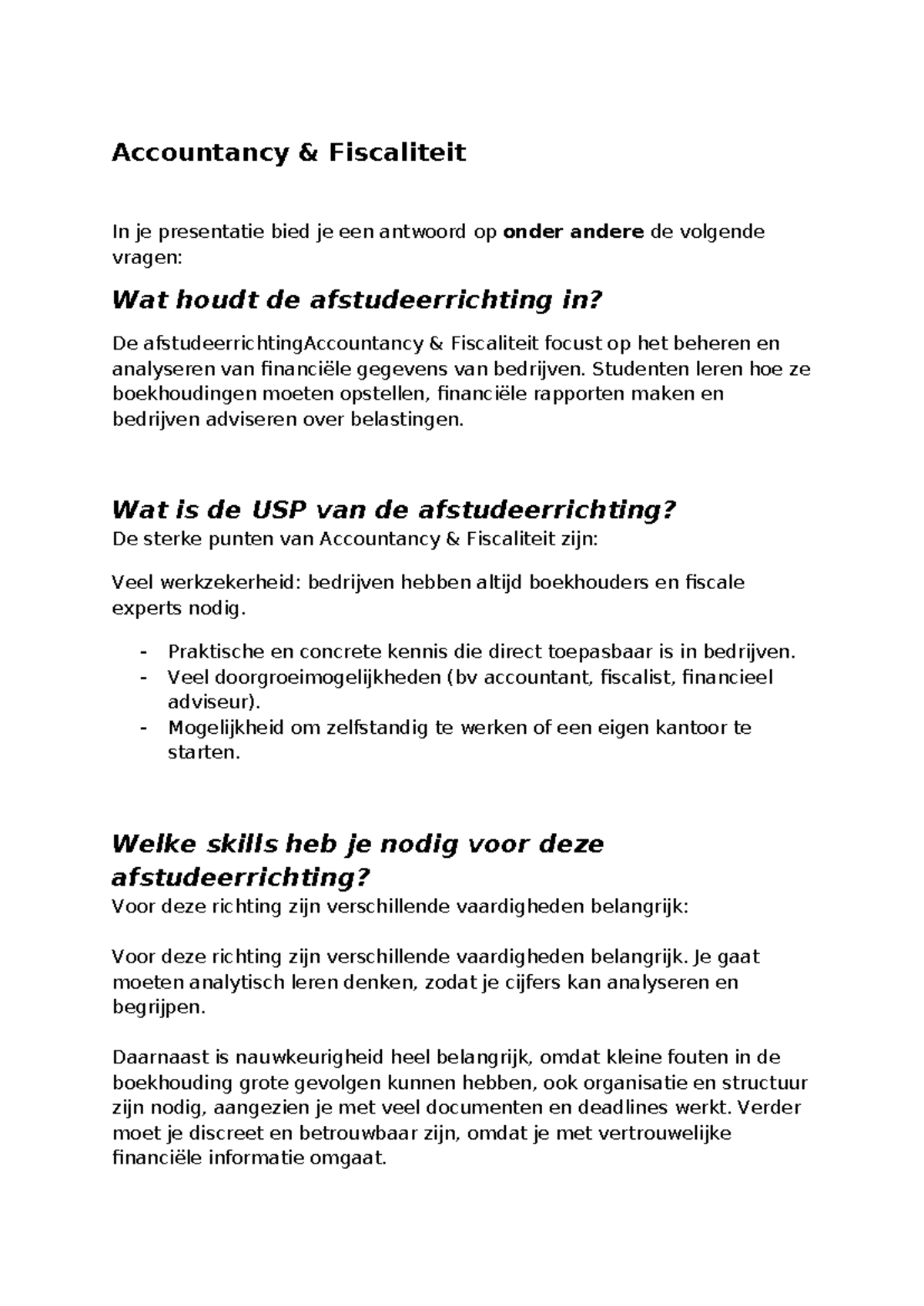 Opdracht Fiscaliteit PO: Afstudeerrichting Accountancy Fiscaliteit ...