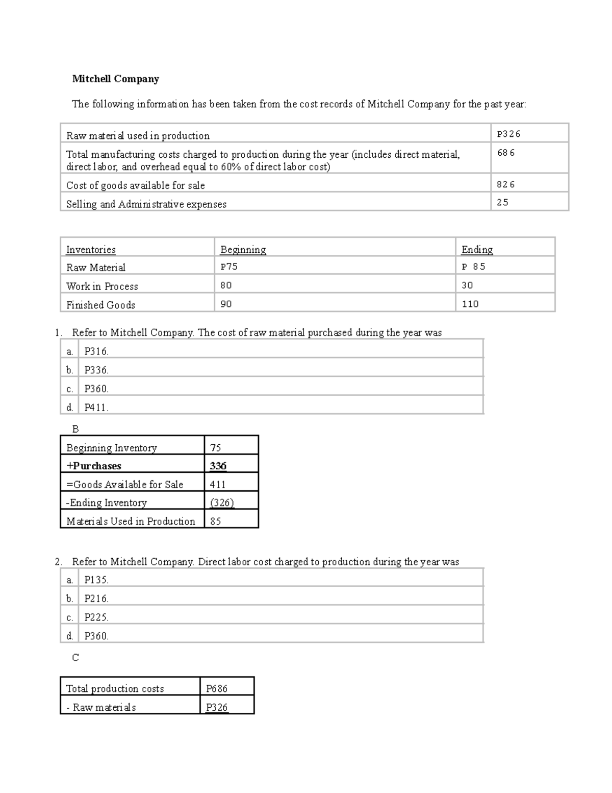 Mitchell Company Cost Flow Analysis and Determination Review - Studocu