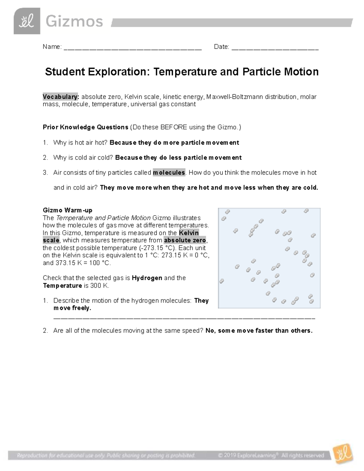 Copy of SE: Temperature and Particle Motion Exploration - Studocu