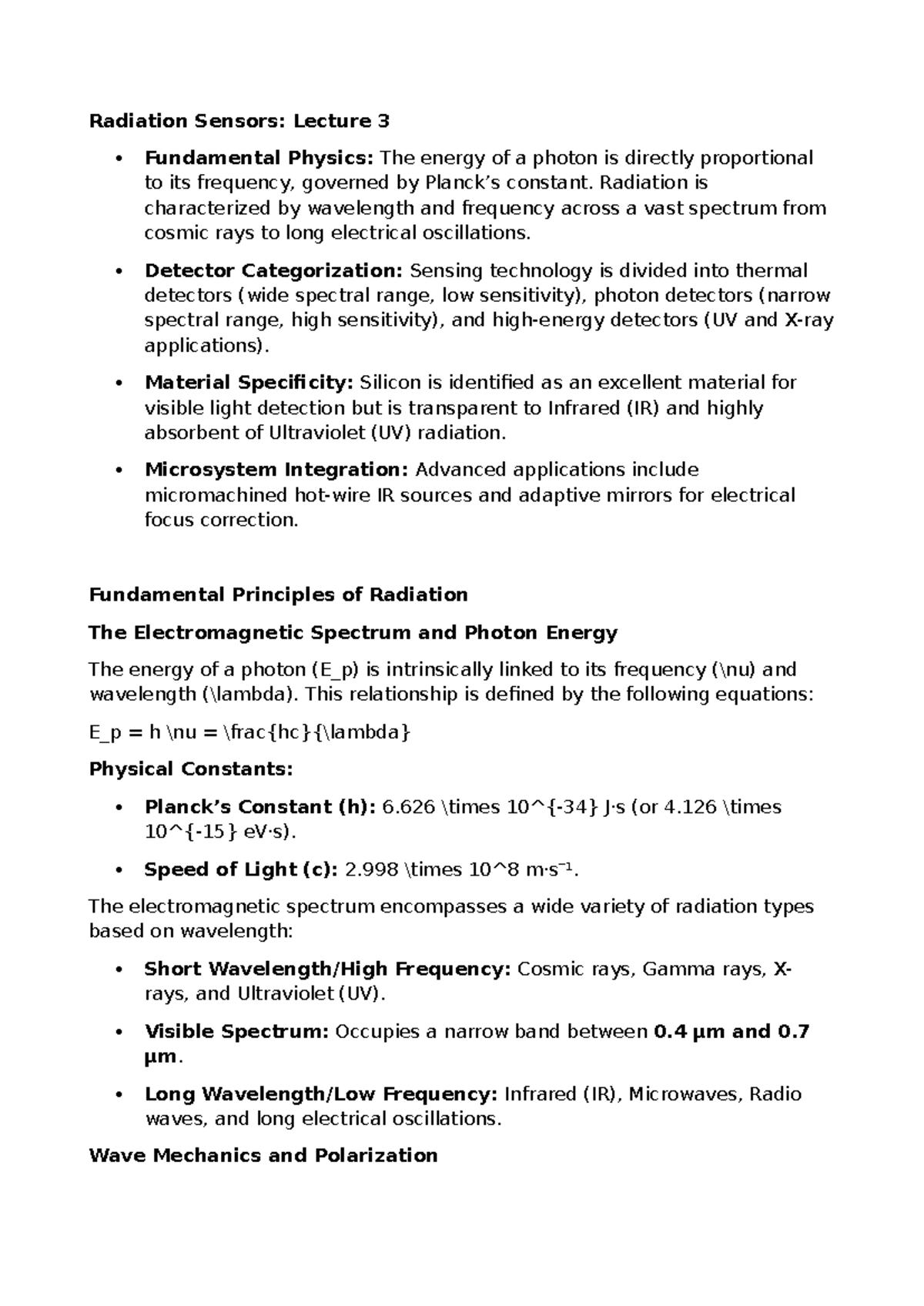 Radiation Sensors: Lecture 3 - Fundamental Physics and Photon Energy ...