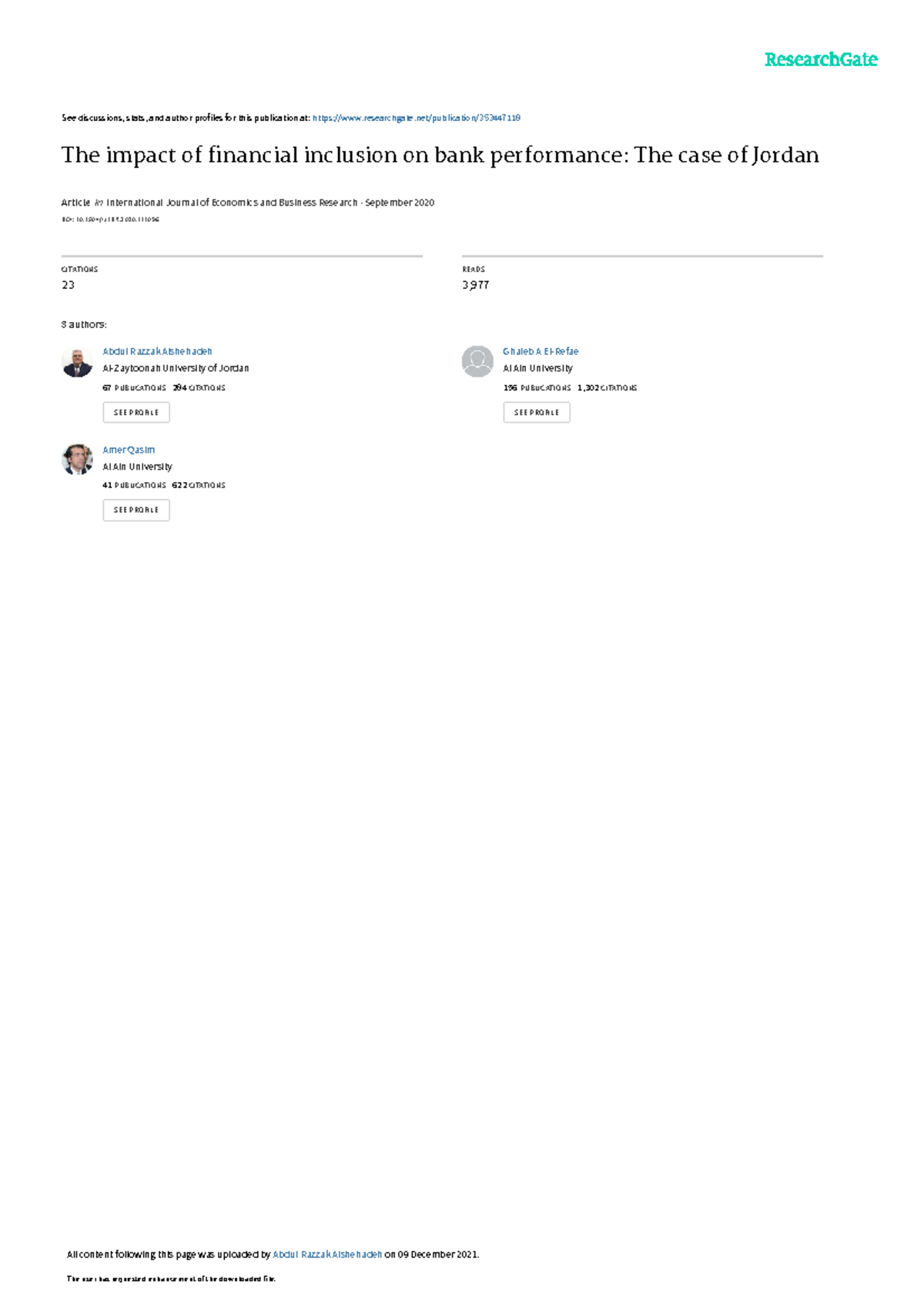 The Impact of Financial Inclusion on Bank Performance in Jordan: A ...