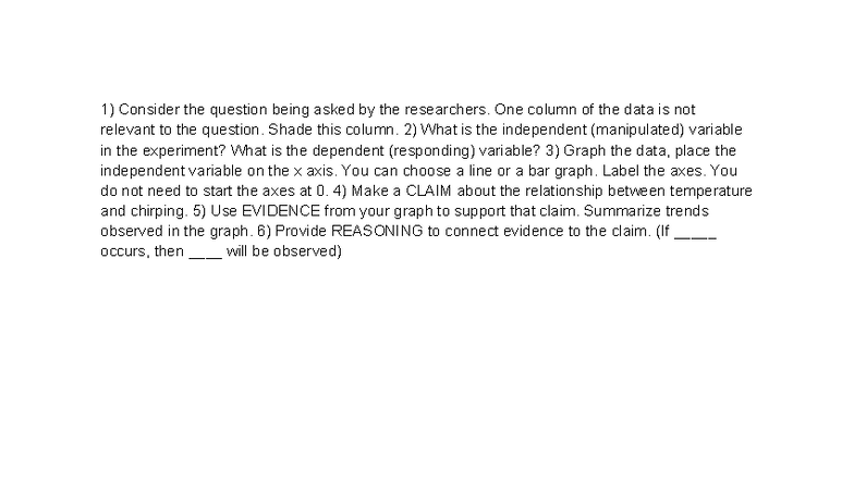 Biology 101: Experiment Analysis & Graphing Assignment - Studocu