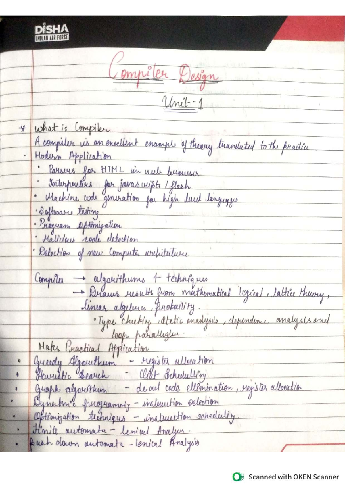 Unit 1 cd - compiler design notes - DiSHA INDIAN AIR FORCE Compiter ...