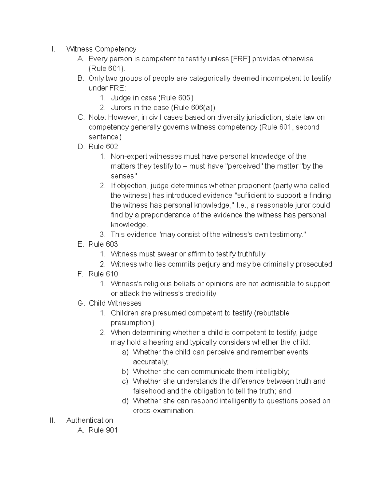 Witness Competency Rules: Understanding Testimony Standards - Studocu
