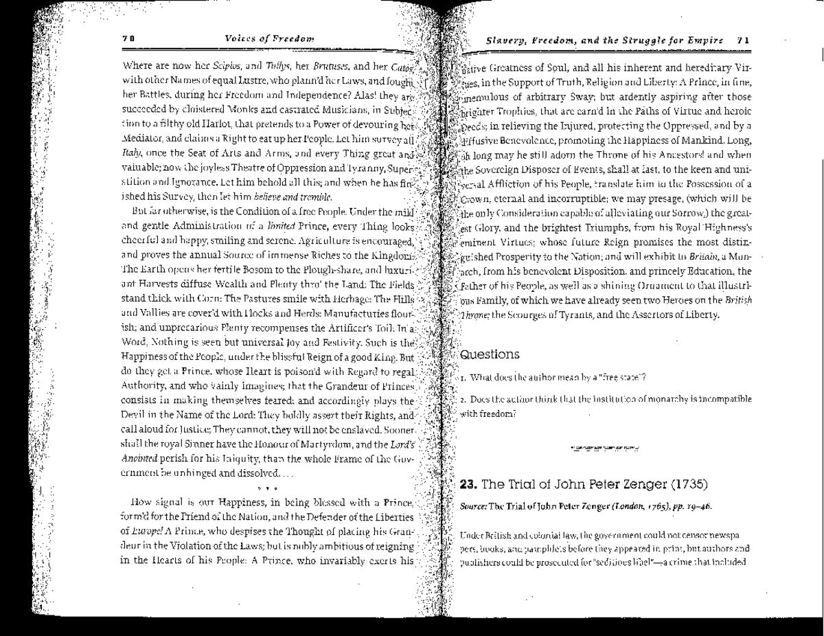 Voices of Freedom: The Zenger Trial and the Struggle for Liberty - Studocu