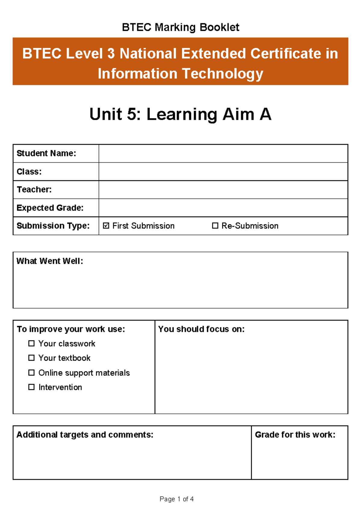 BTEC L3 IT - Unit 5 - Learning Aim A Assessment Guide - Studocu