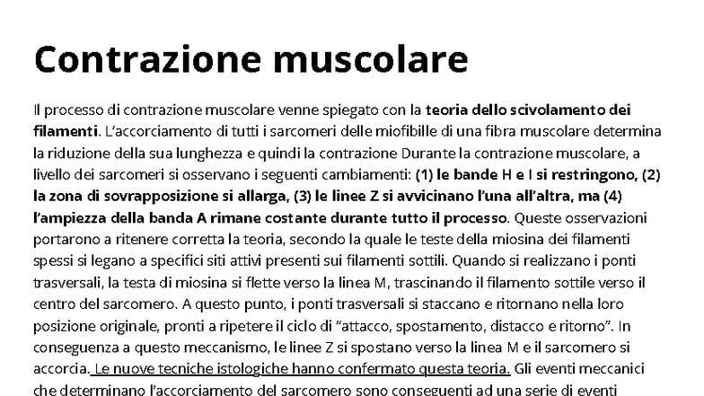 Lezione 11: Contrazione Muscolare e Placca Motrice (ANATOMIA) - Studocu