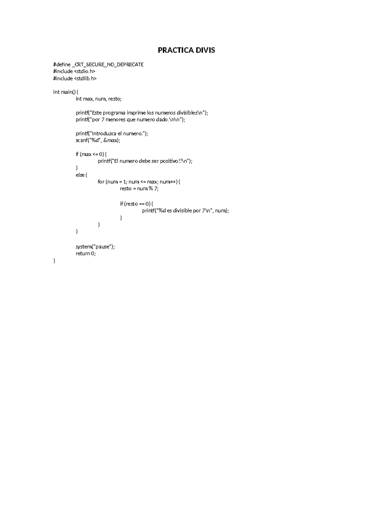 Practicas- Sistemas- Informaticos - PRACTICA DIVIS #define _CRT_SECURE_NO_DEPRECATE #include ...