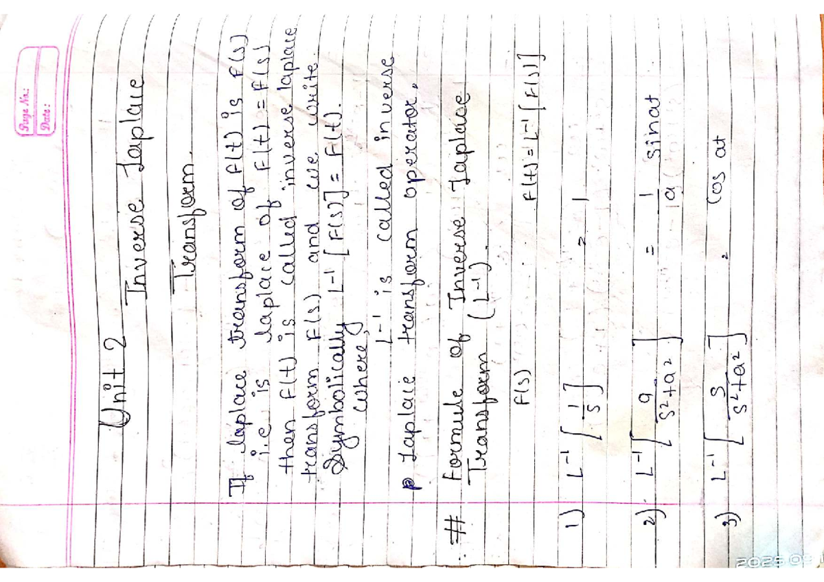 M3 Unit 2 - Inverse Laplace Transform Study Notes - Studocu