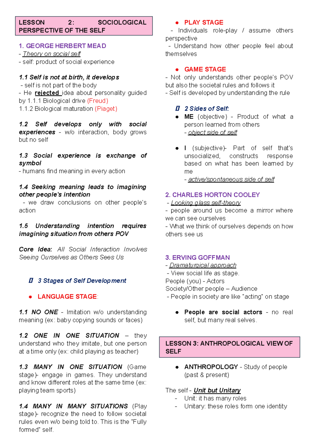 L2-4 UTS Reviewer: Sociological Perspective of the Self - Studocu