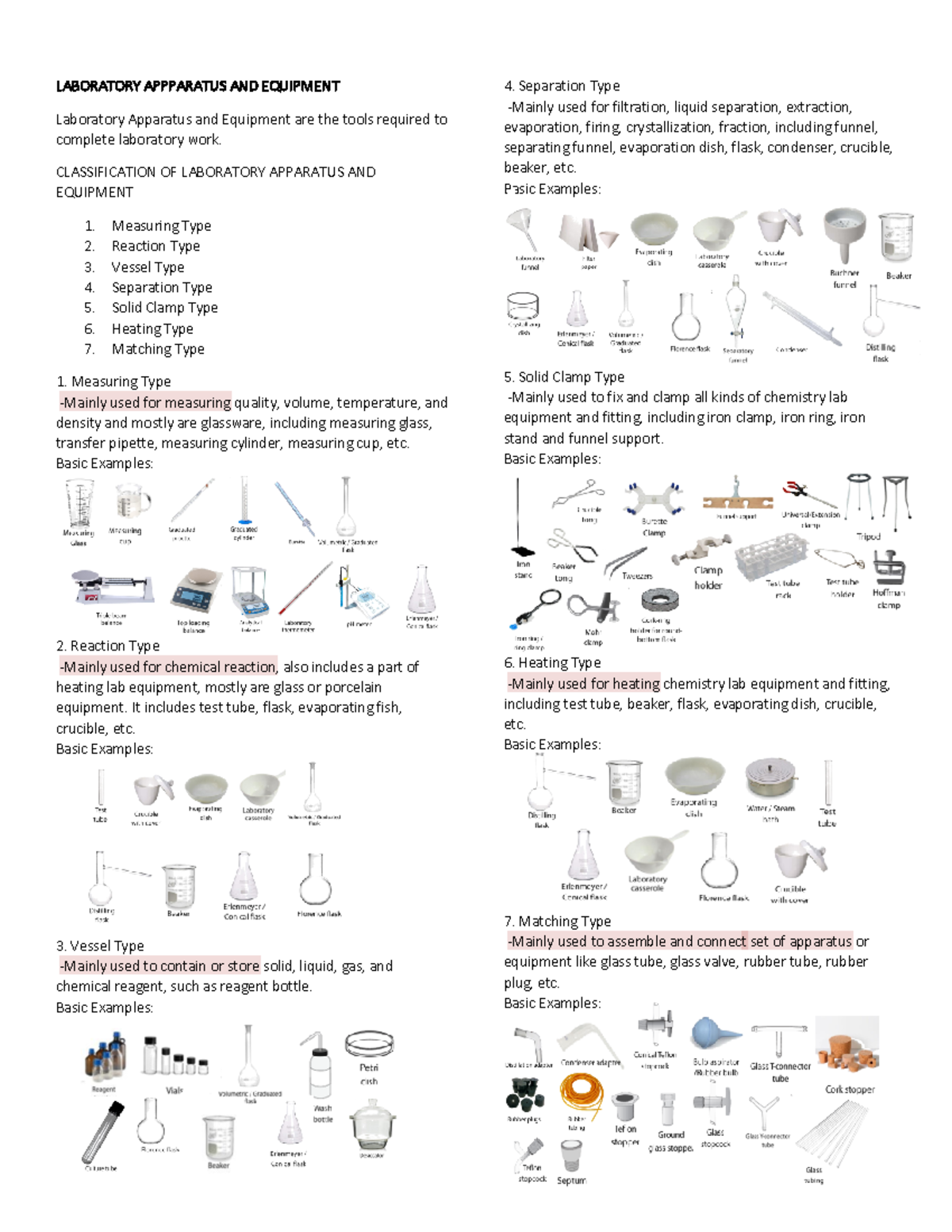 Laboratory Apparatus & Equipment Overview: Types & Functions - Studocu