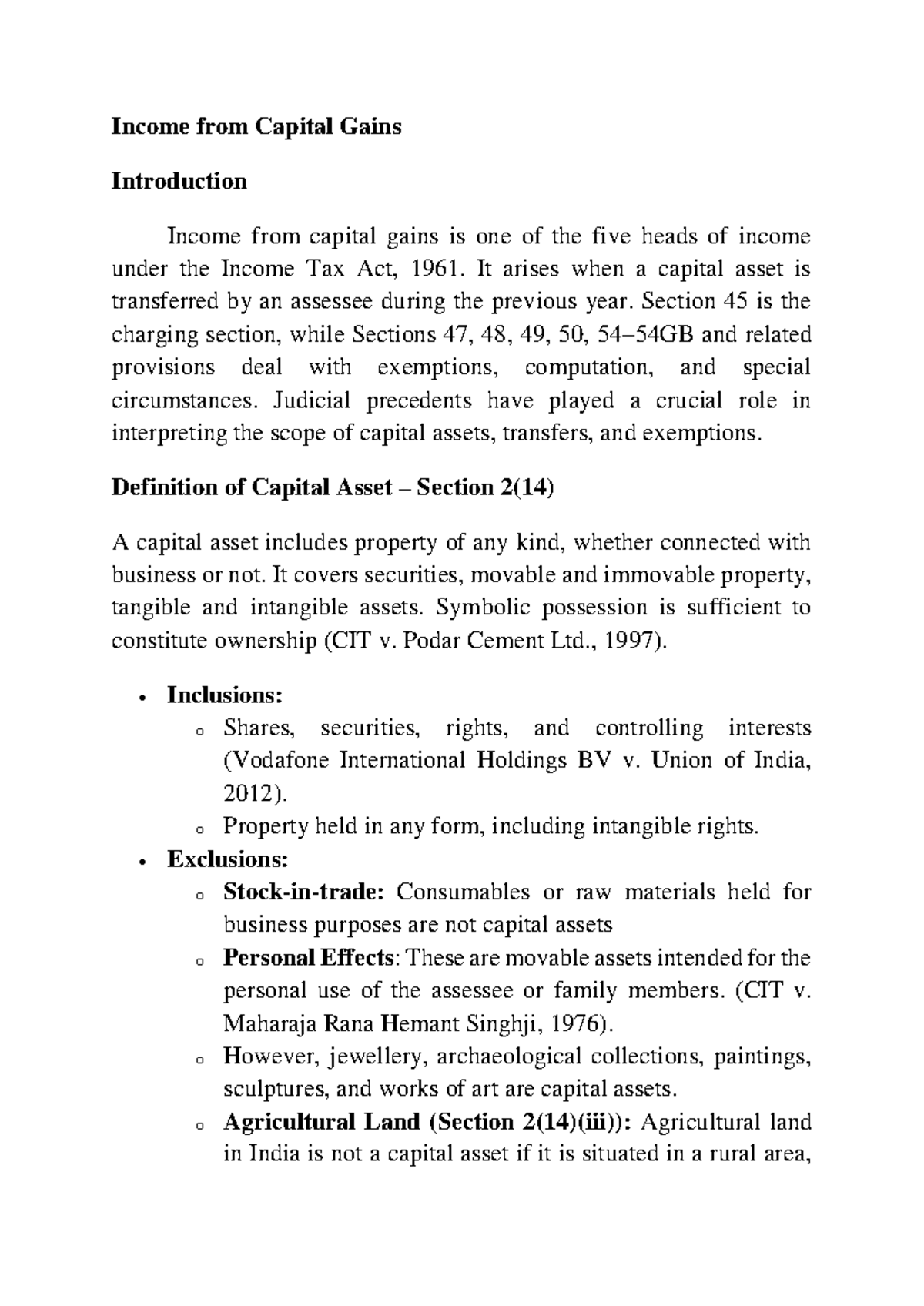 Income from Capital Gains: A Comprehensive Overview - Studocu