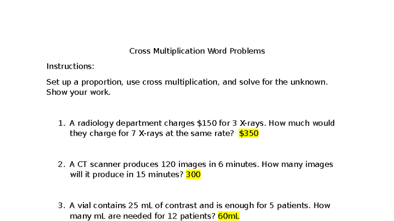 Cross Multiply Assignment: Solving Proportions and Word Problems - Studocu