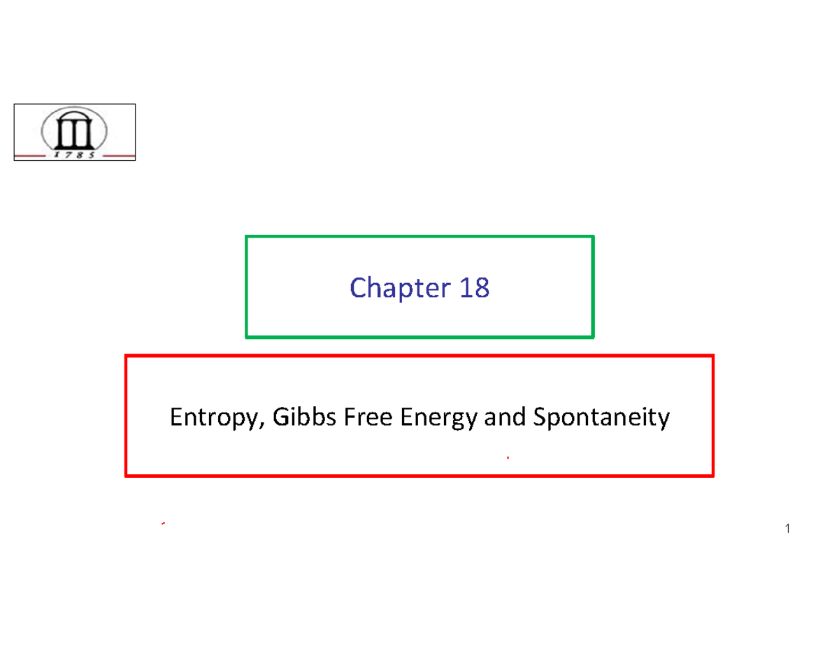 Chemistry Notes: Chapter 18 - Entropy, Gibbs Free Energy & Spontaneity ...