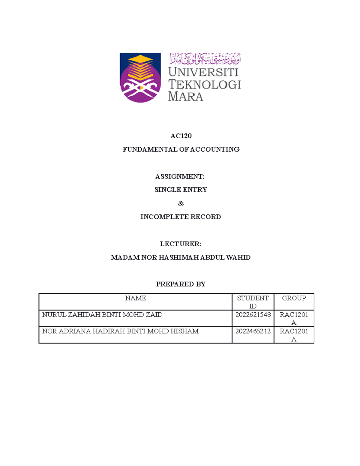 PBL Assignment: Incomplete Records - FAR110 Overview and Analysis - Studocu