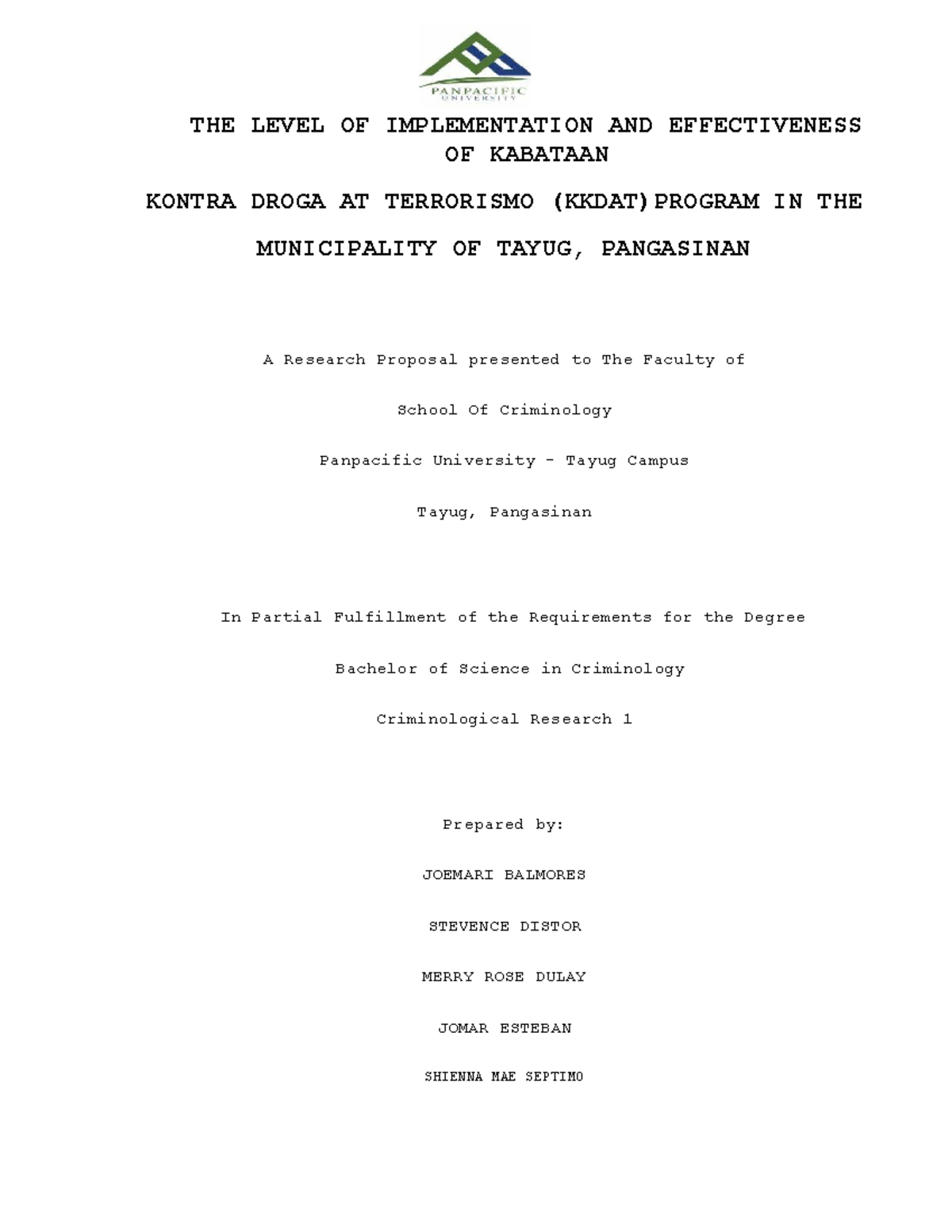 KKDAT Program Implementation & Effectiveness in Tayug, Pangasinan - Studocu