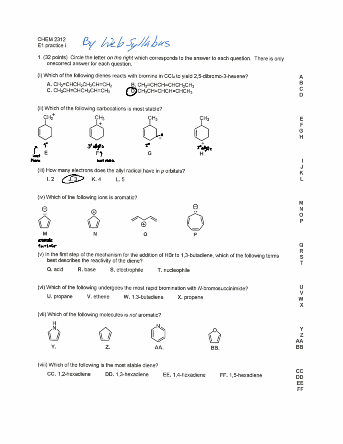 CHEM 2312 E1 Practice I - Studocu