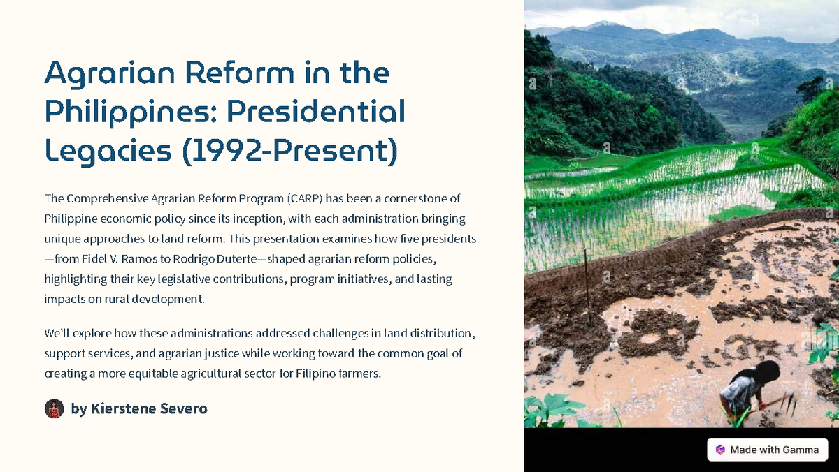 Lesson 2: Agrarian Reform in the Philippines - Presidential Legacies ...