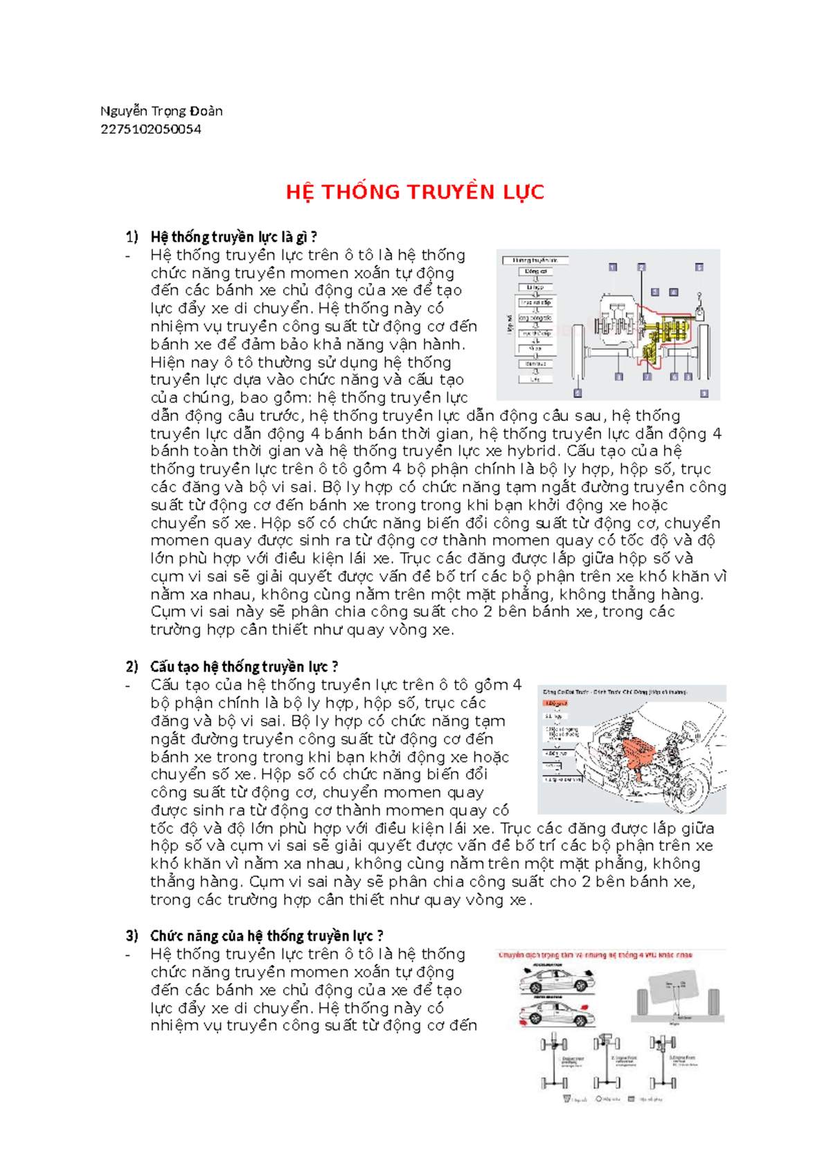 Truyền lực ô tô - 12345678911 - Nguyễn Trọng Đoàn 2275102050054 HỆ ...
