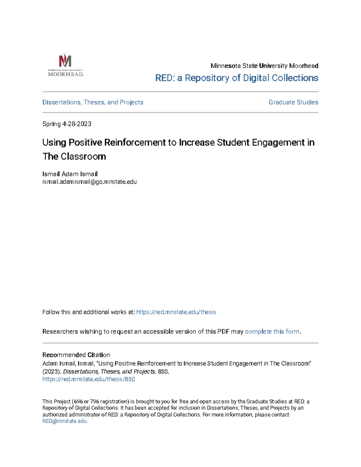 Using Positive Reinforcement to Enhance Student Engagement in the ...