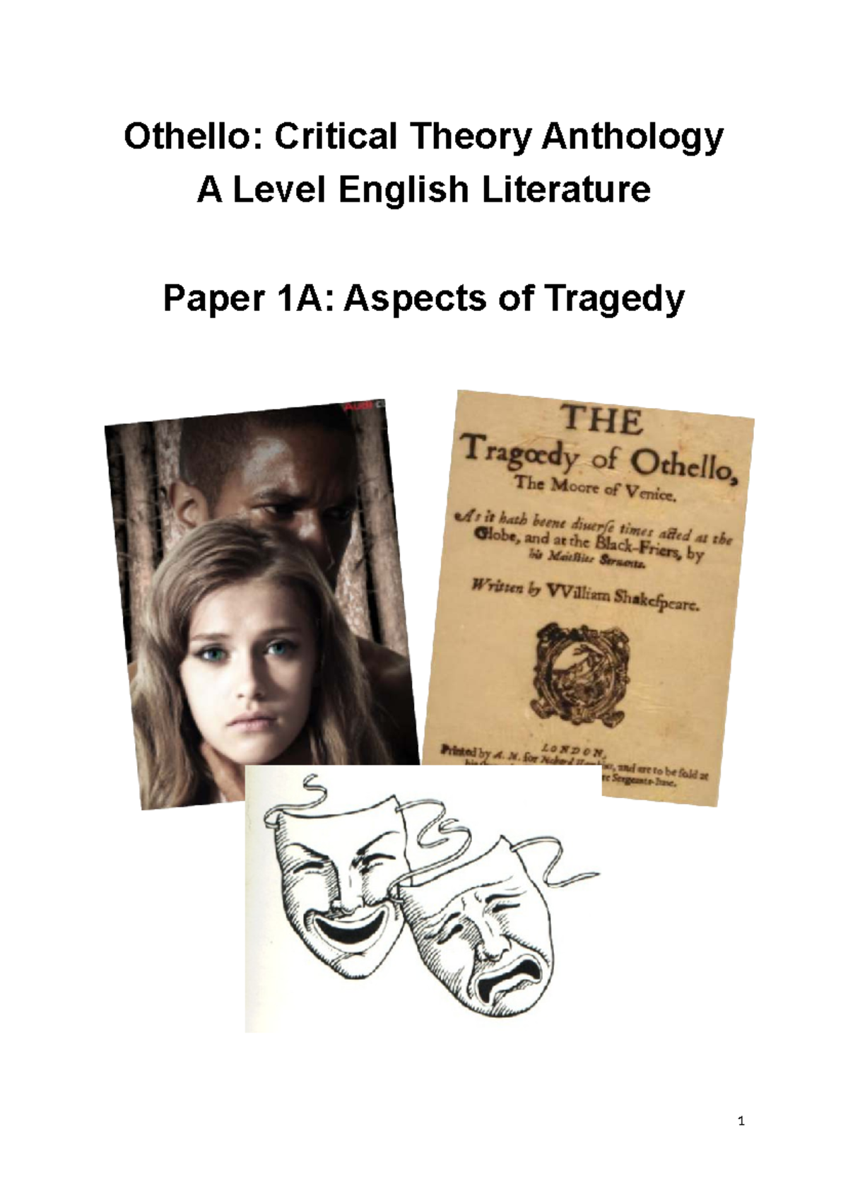 Critical Approaches to Othello: A Level English Literature Paper 1A ...