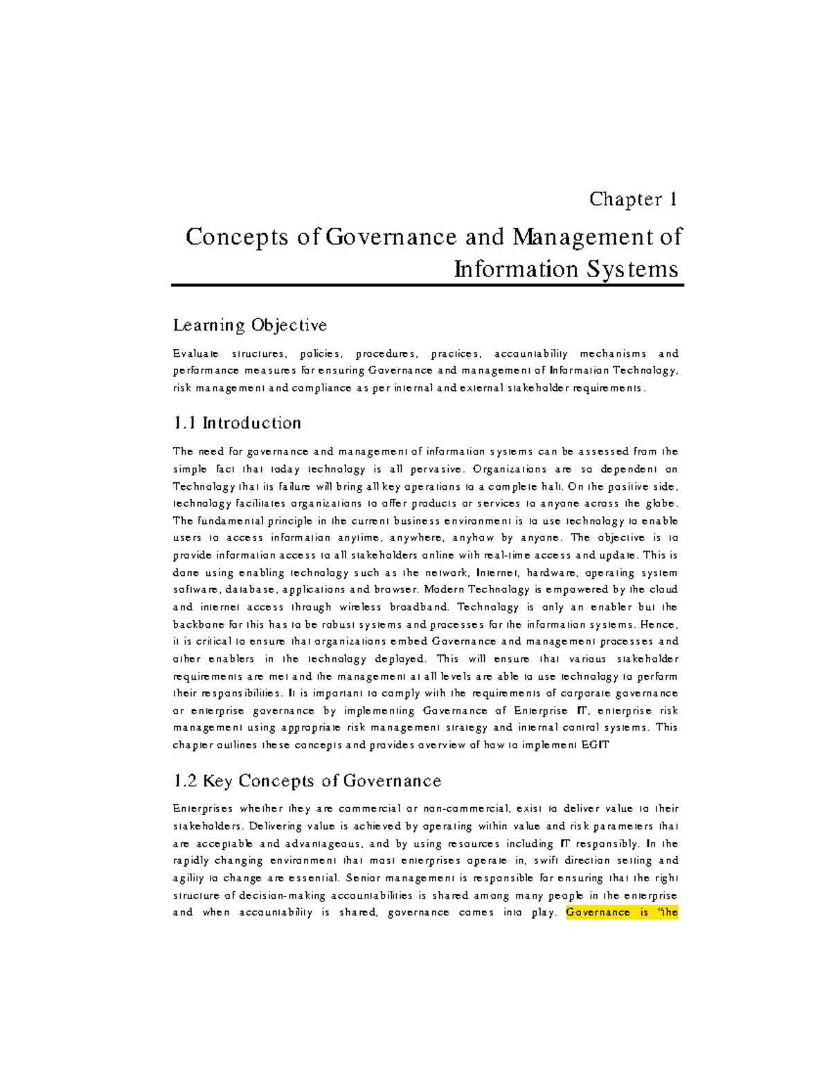 Chapter 1: Concepts of Governance and Management of Information Systems ...