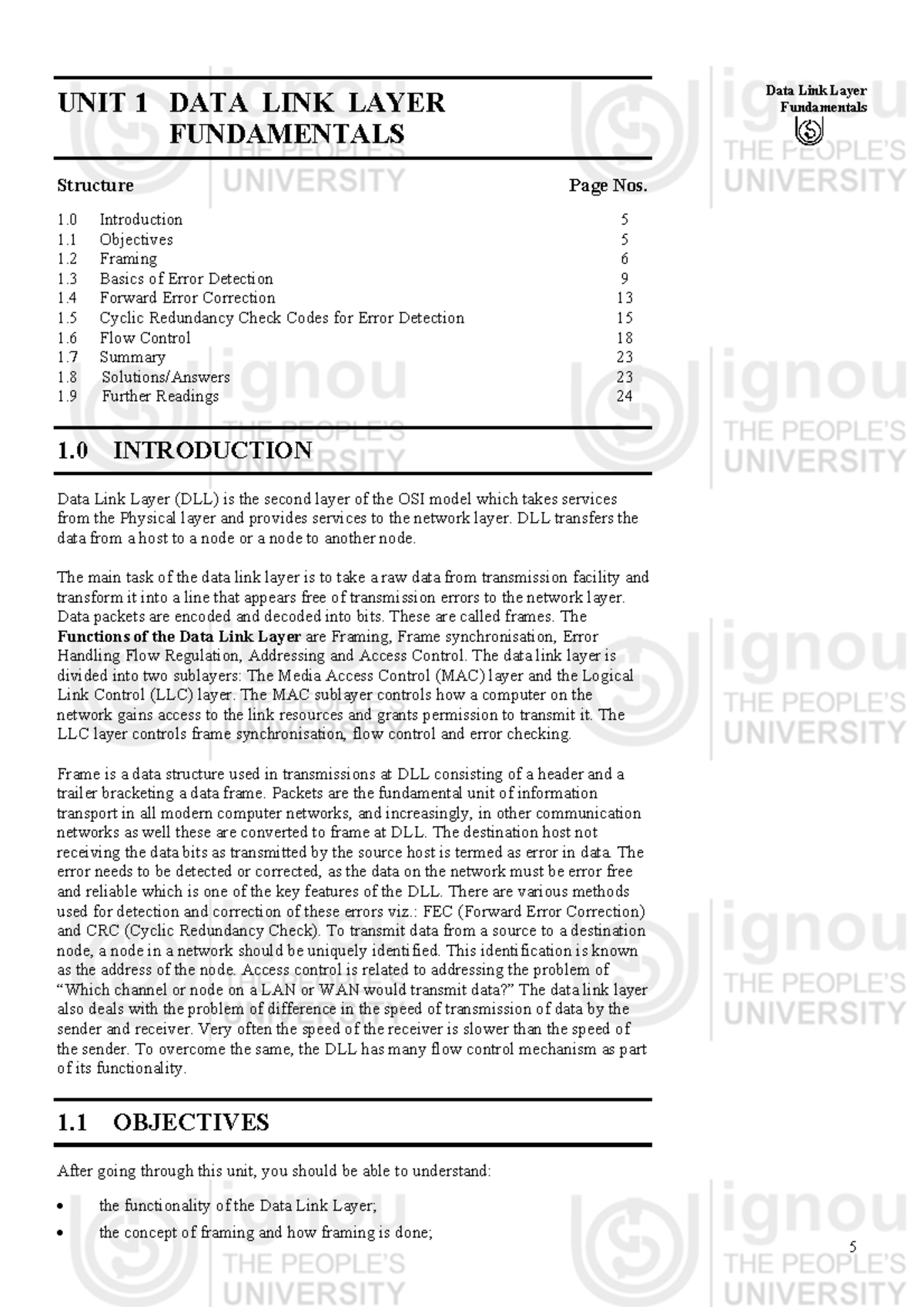 Unit 1: Data Link Layer Fundamentals (SNS) - Studocu