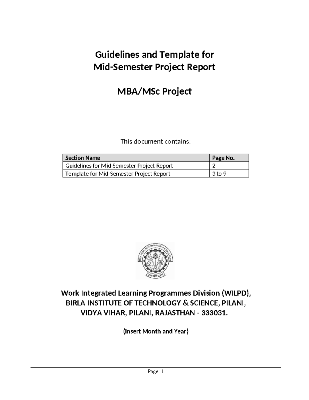 Mid-Semester Project Report Guidelines & Template - MBA-MSc-Project ...