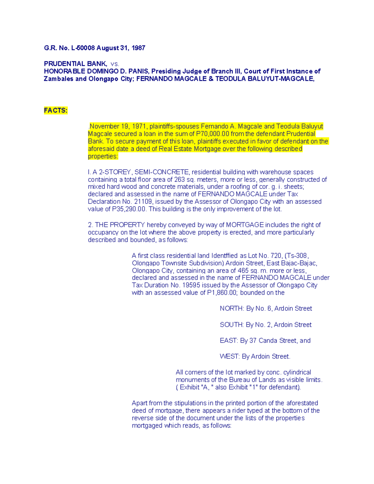 3. Prudential Bank vs panis 153 SCRA 399 - G. No. L-50008 August 31 ...