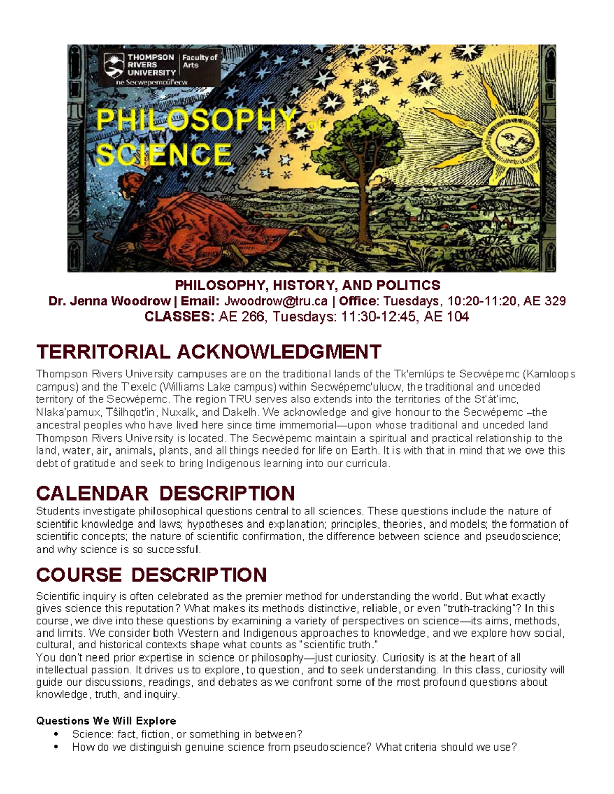 PHIL 4400 Winter 2022 Course Outline: Philosophy of Science - Studocu