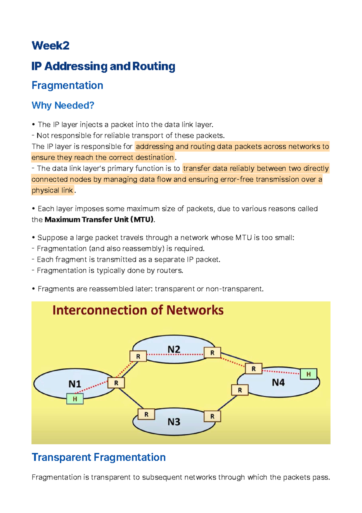 Week 2: IP Addressing & Routing Fragmentation Explained - Studocu