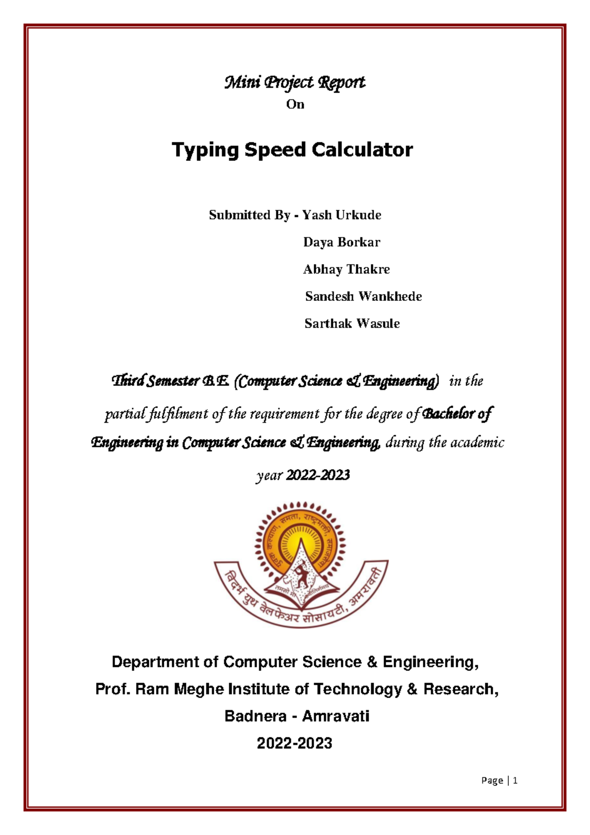 Mini Project Report - typing speed Calculator - Mini Project Report On Typing Speed Calculator ...
