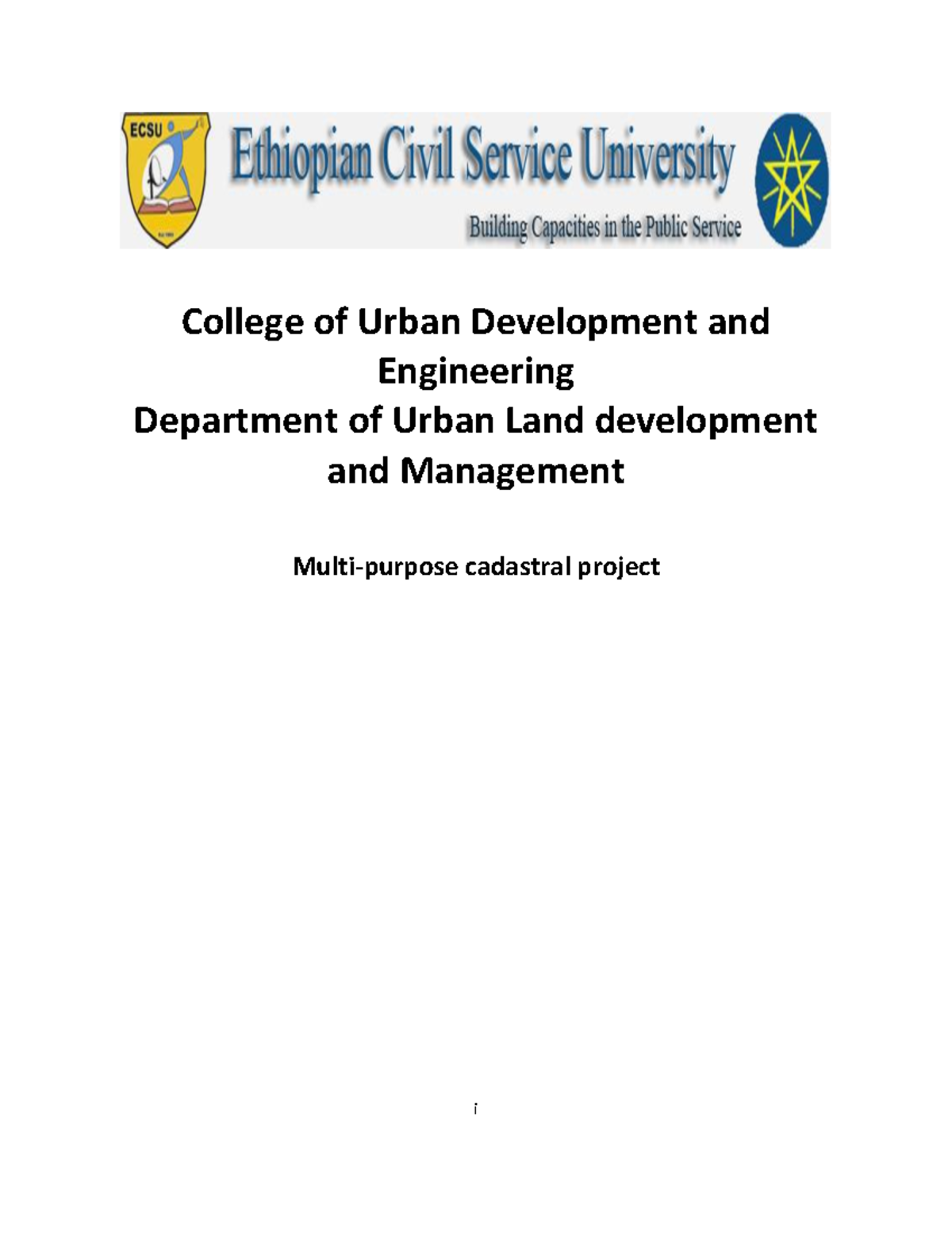Cadastral Project I: Developing a Multipurpose Cadaster in Yeka - Studocu