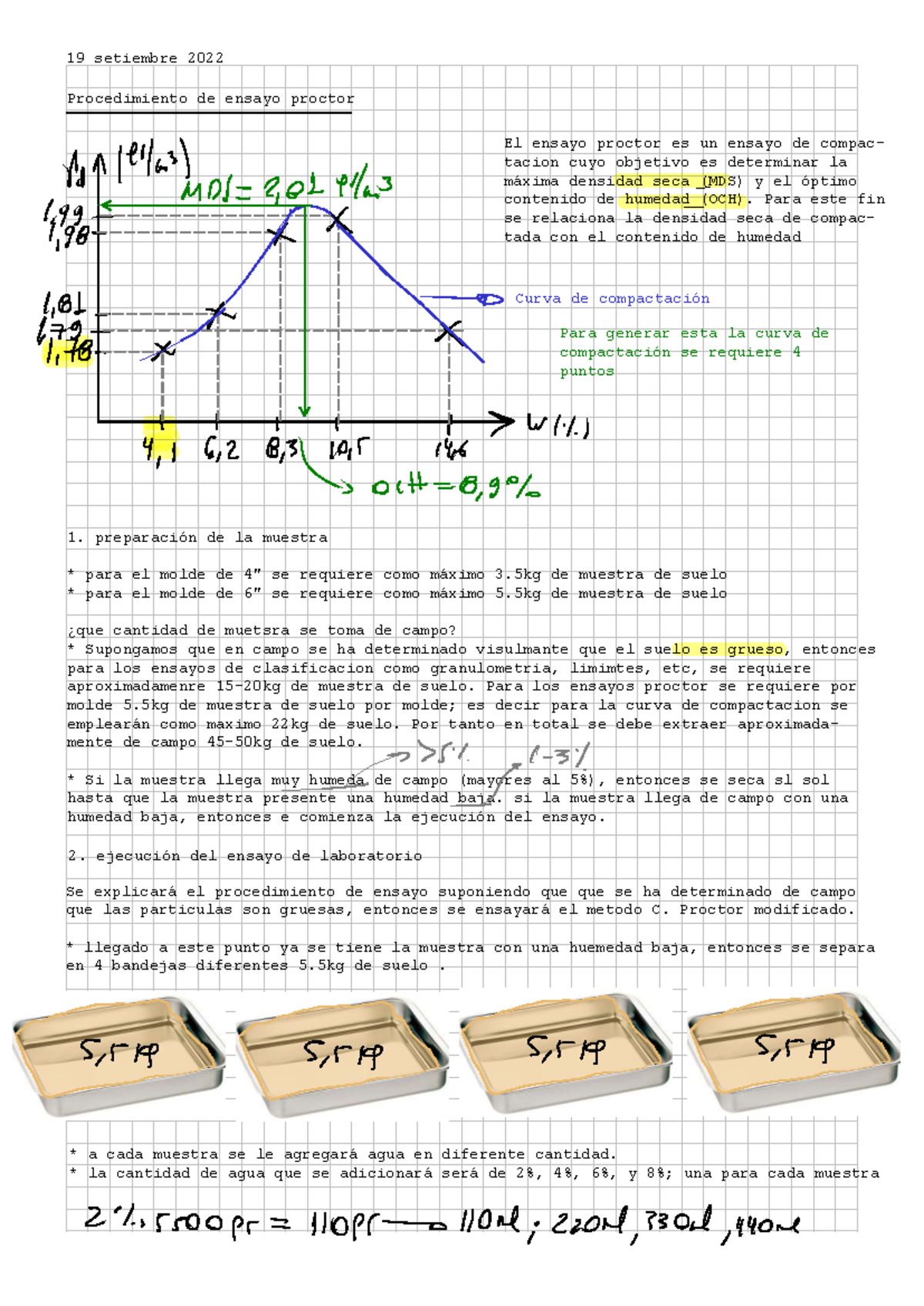 Clase compactación: Procedimiento de ensayo proctor y curva de ...