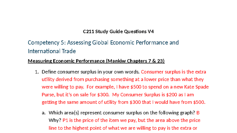 C211 Study Guide: Competency 5 - Measuring Economic Performance - Studocu
