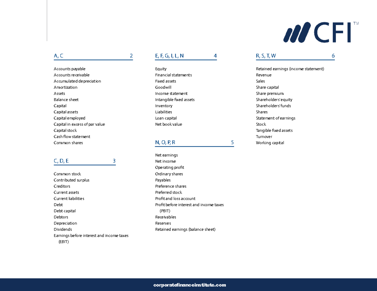 Financial Analysis Glossary: Key Terms and Definitions (C, D, E) - Studocu