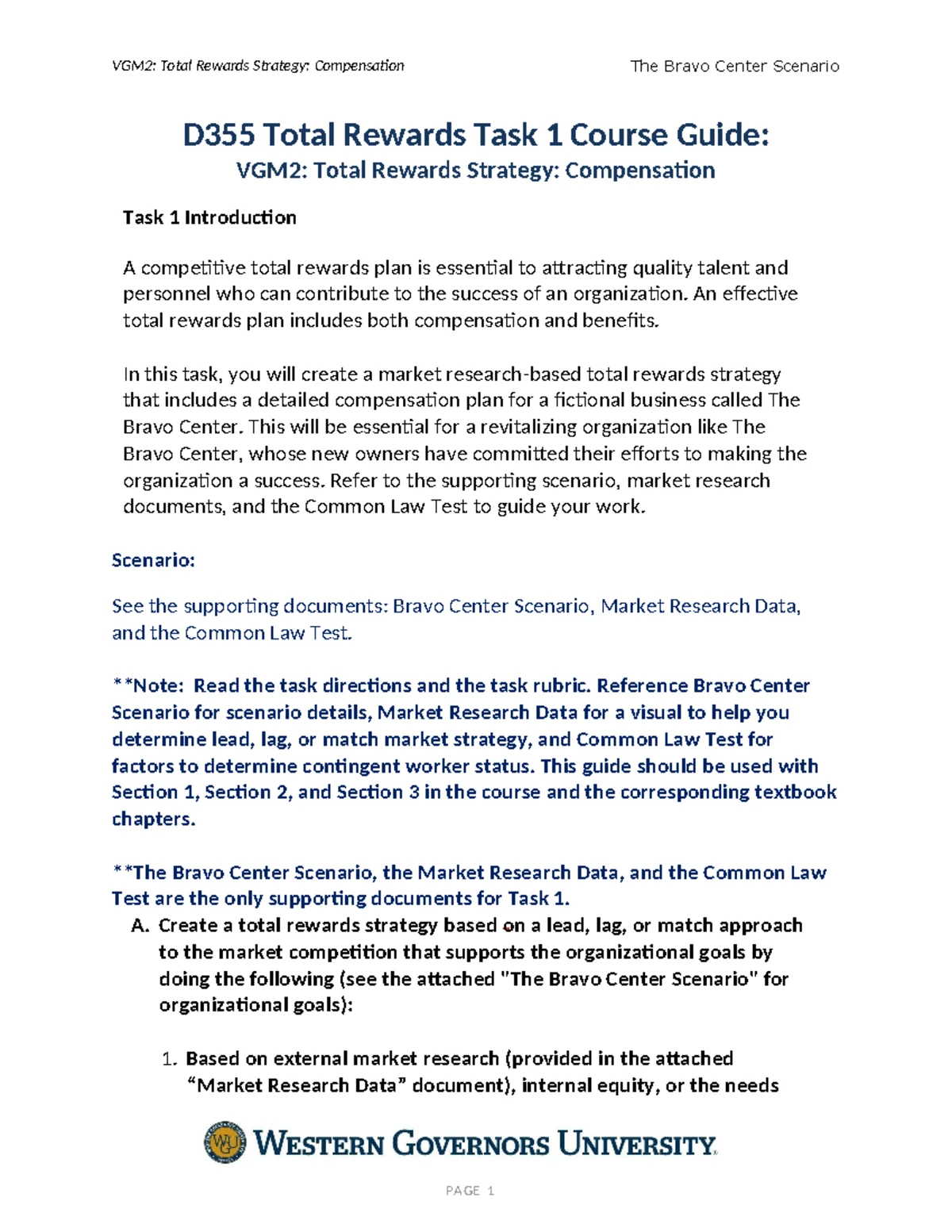 D355 Task 1 - Total Rewards Strategy: Compensation Insights - Studocu