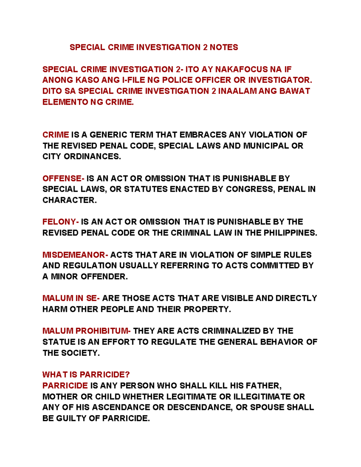 CDI3N ( Notes AND Reviewer) - SPECIAL CRIME INVESTIGATION 2 NOTES ...